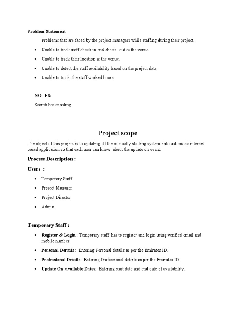 Problem Statement and Project Scope | PDF | Computing | Software