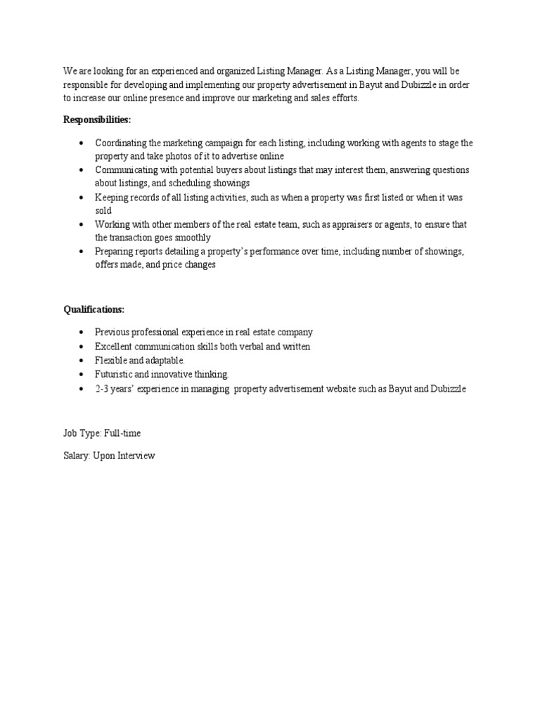 Listing Manager | PDF | Law