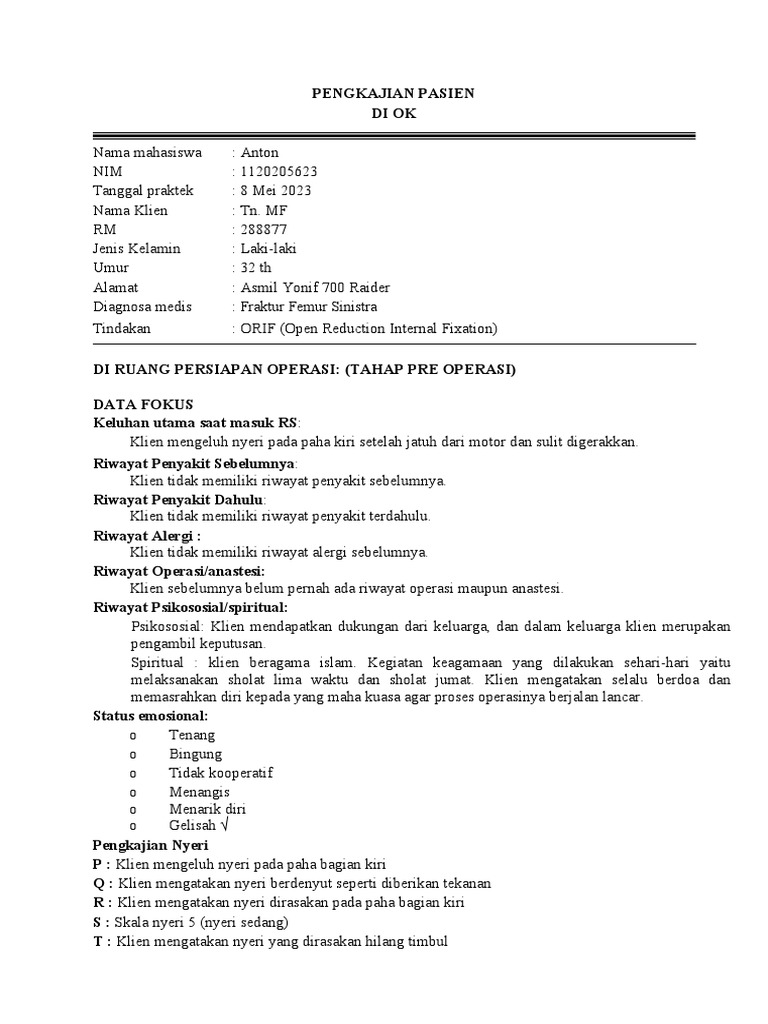 Contoh Askep Ok Fraktur | PDF