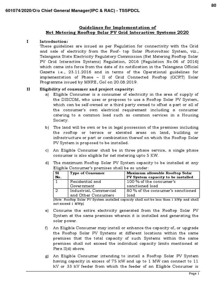 Net Metering Guidelines for Rooftop Solar | PDF | Solar Power ...