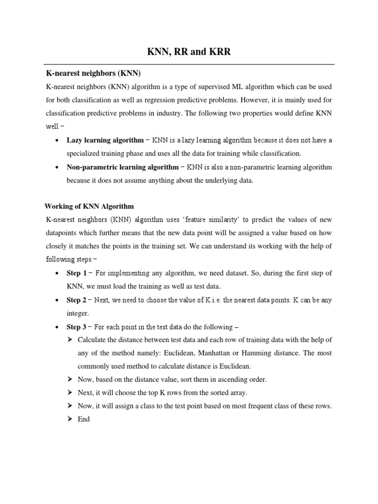 Machine Learning: KNN & Ridge Regression | PDF