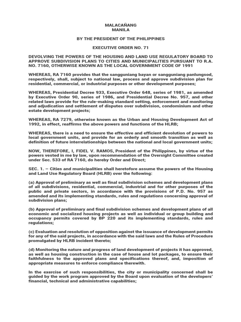 EO 71, Series of 1993 | PDF