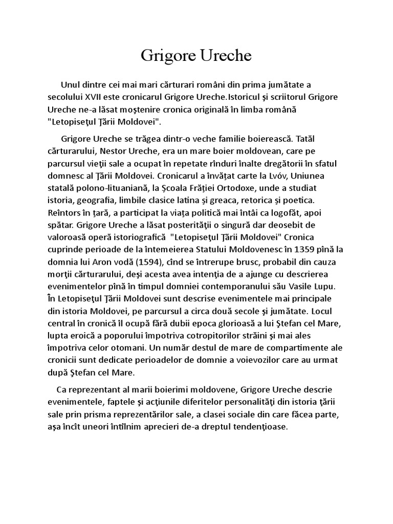Grigore Ureche | PDF