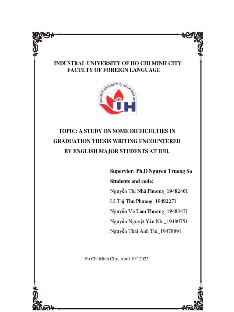 A STUDY ON SOME DIFFICULTIES IN GRADUATION THESIS WRITING ENCOUNTERED BY ENGLISH MAJOR STUDENTS ...