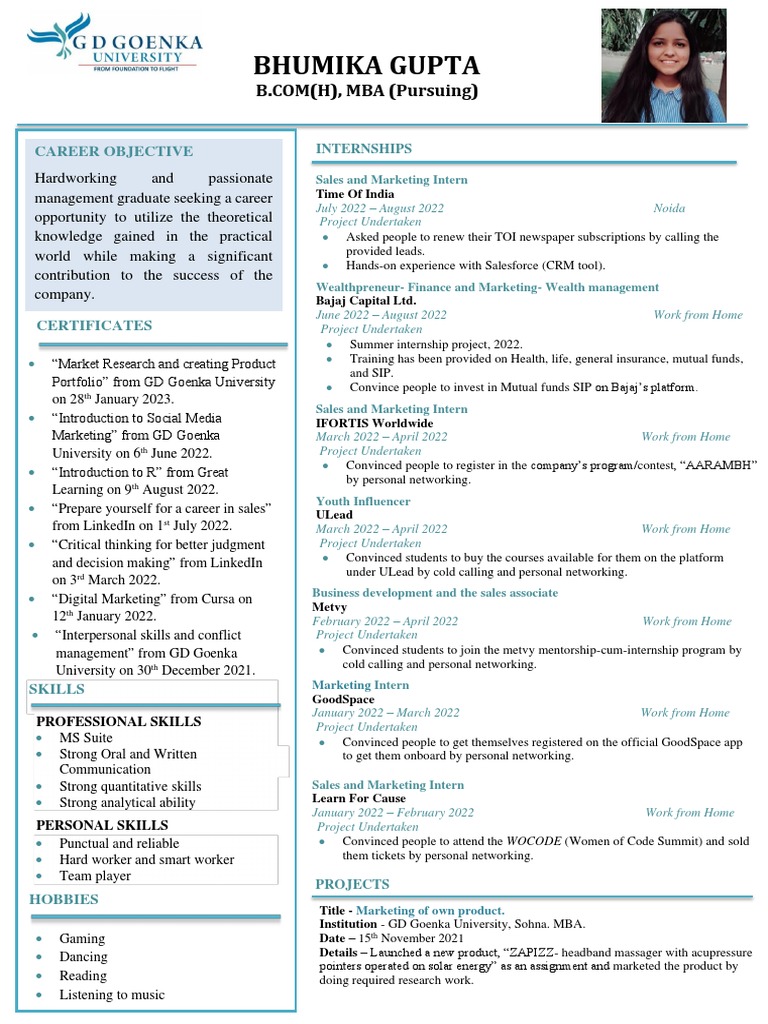 Bhumika Gupta_Resume-1 - Bhumika Gupta | PDF
