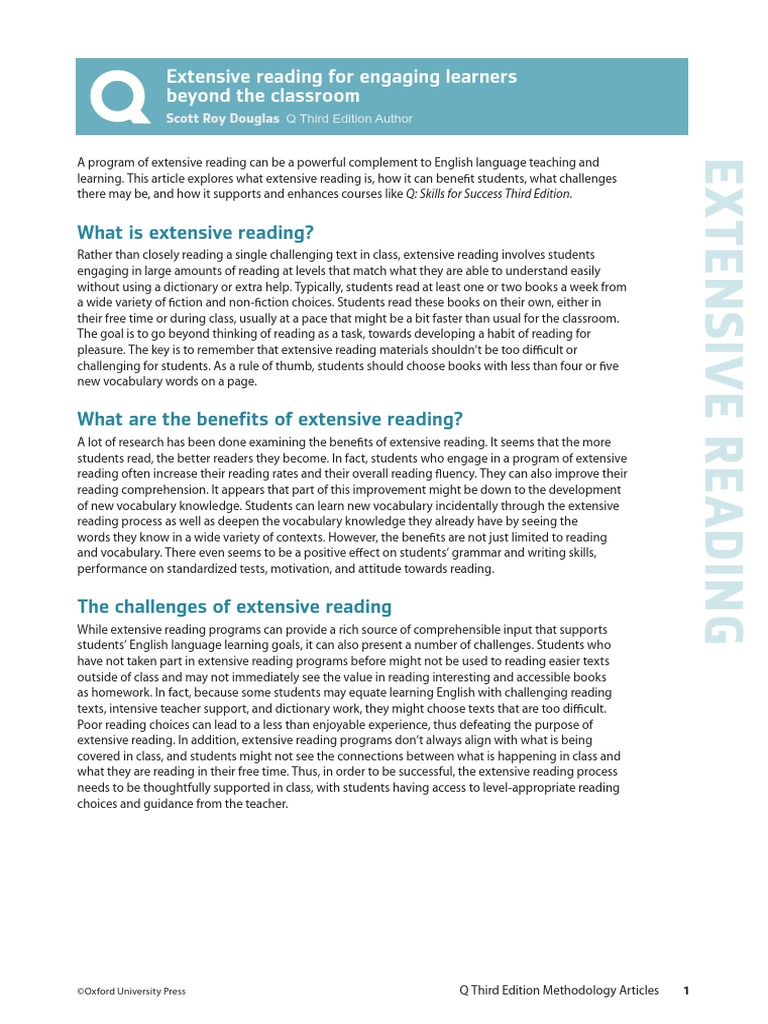 Q3e_ExtensiveReading_TeachingNotes | PDF | Cognitive Psychology | Cognition