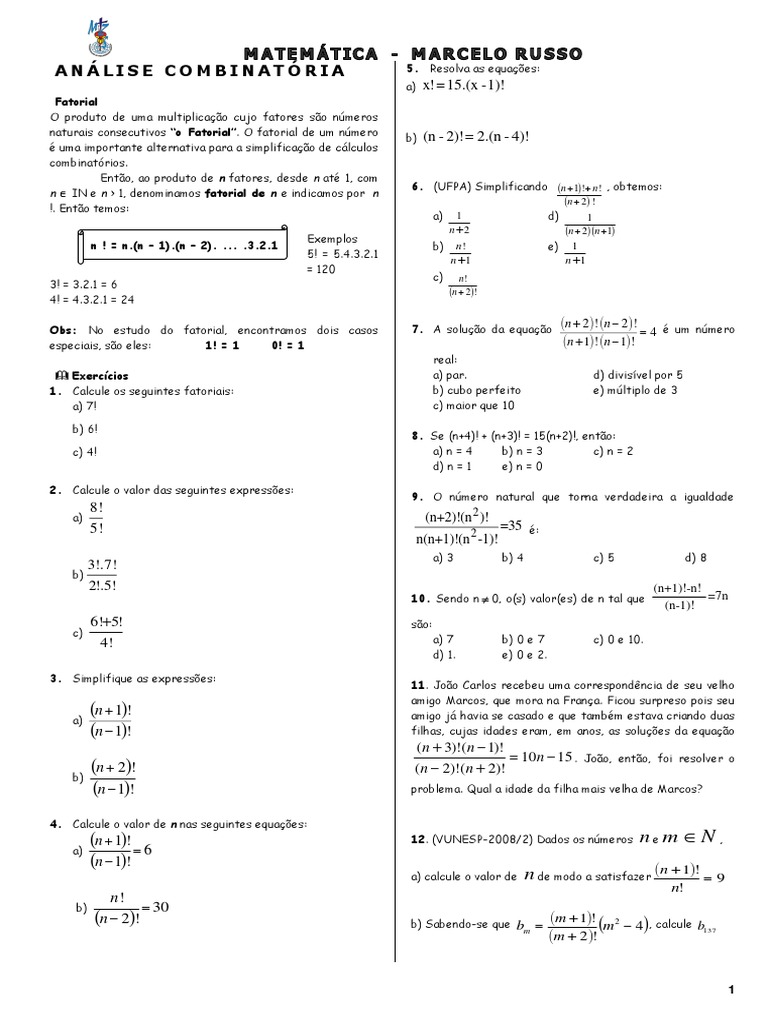 Combinatória e Probabilidade | PDF