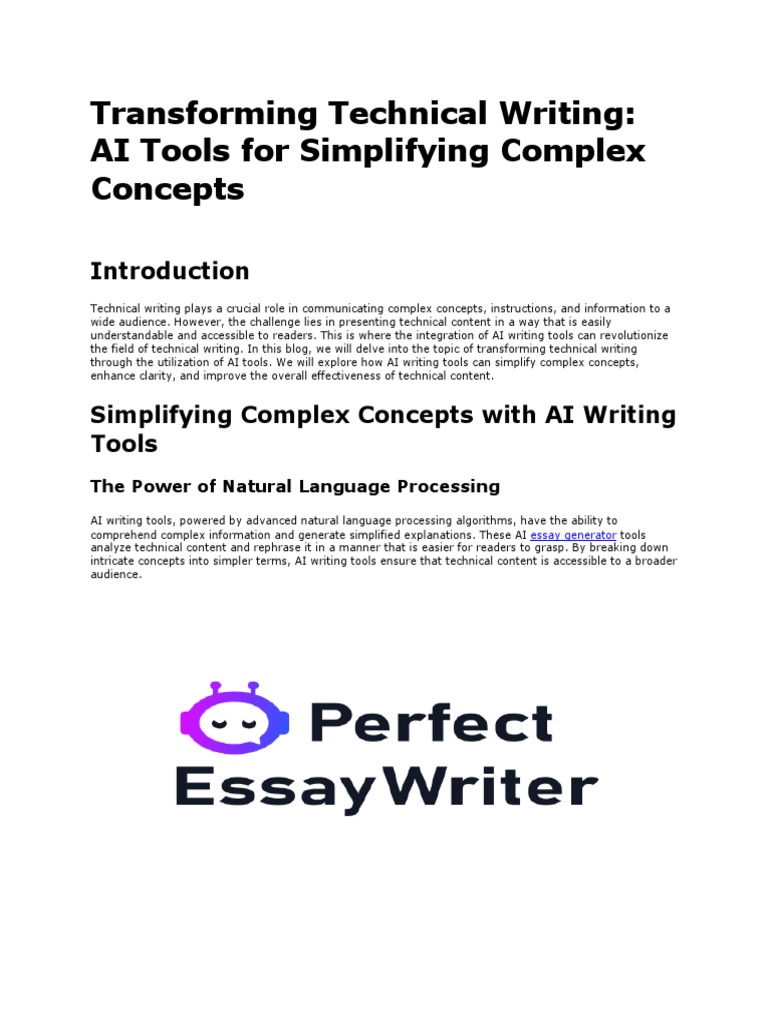 Transforming Technical Writing AI Tools for Simplifying Complex Concepts | PDF