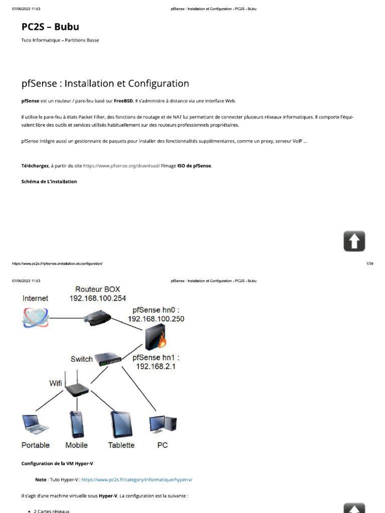 Pfsense - Installation Et Configuration - PC2S - Bubu | PDF