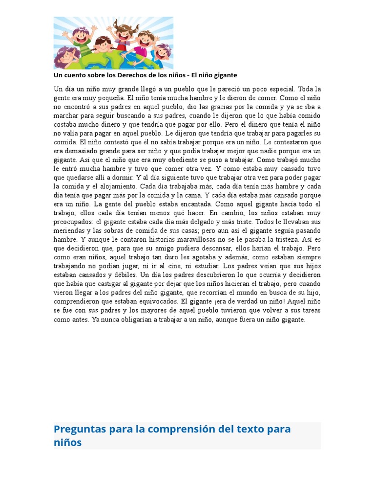 Un Cuento Sobre Los Derechos De Los Niños Pdf