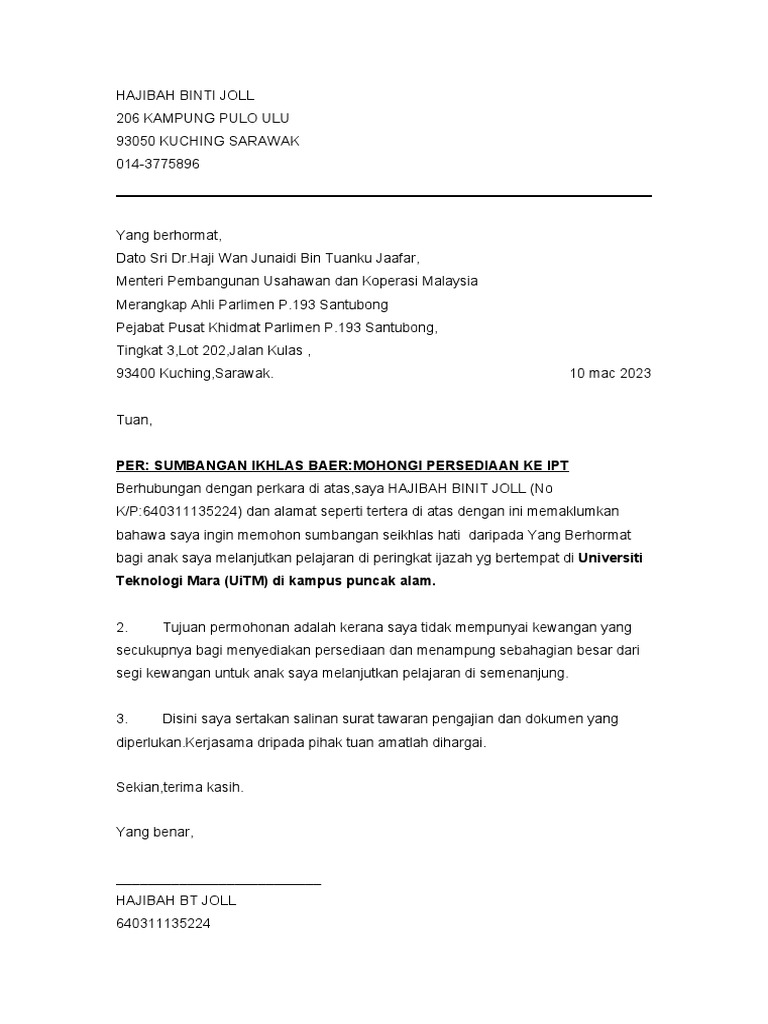 Permohonan Yb Wan Junaidi | PDF