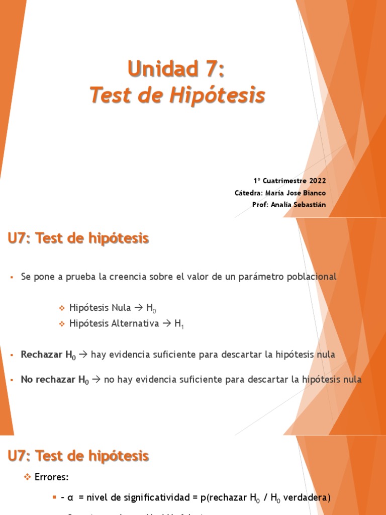 Unidad 7 - Test de Hipótesis | PDF