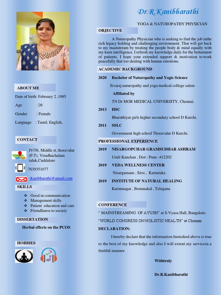 Kani Resume Word Final) | PDF | Naturopathy | Health Care