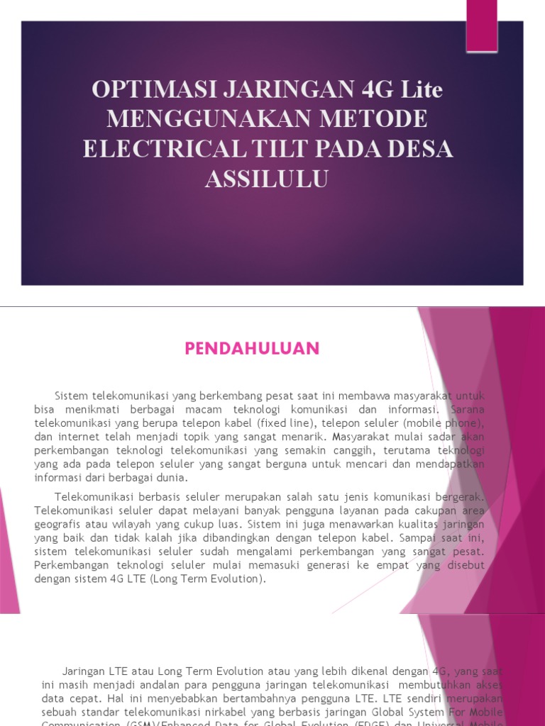 OPTIMASI JARINGAN 4G Lite MENGGUNAKAN METODE ELECTRICAL TILT | PDF
