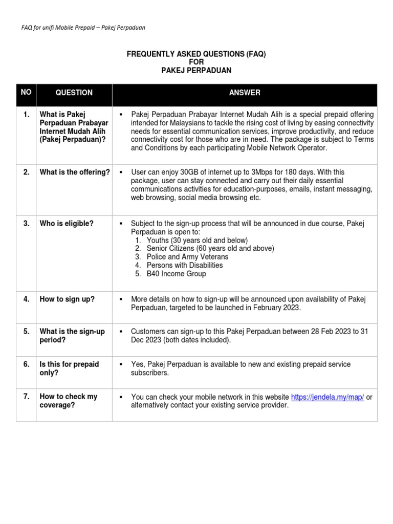 FAQ For Pakej Perpaduan - v2 | PDF