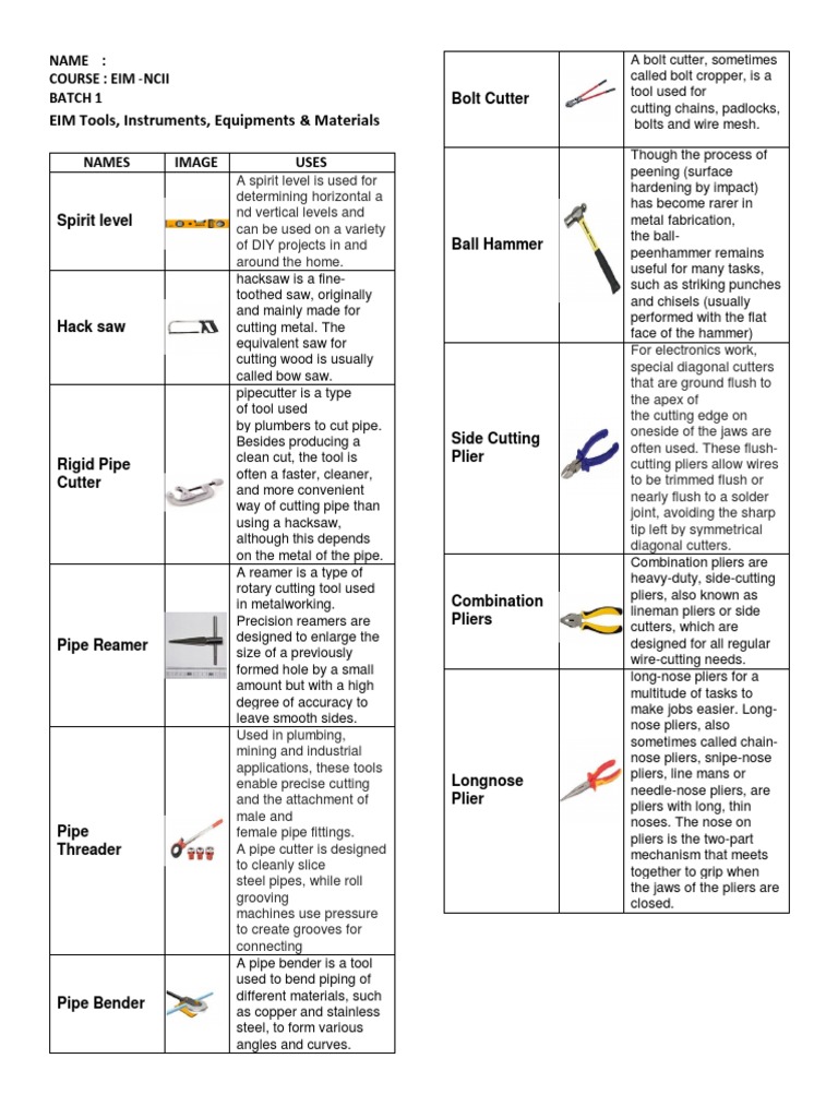 Essential EIM Tools and Their Uses | PDF