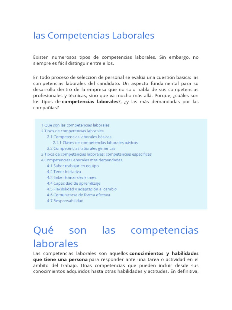 Las Competencias Laborales | PDF | Gestión de recursos humanos ...