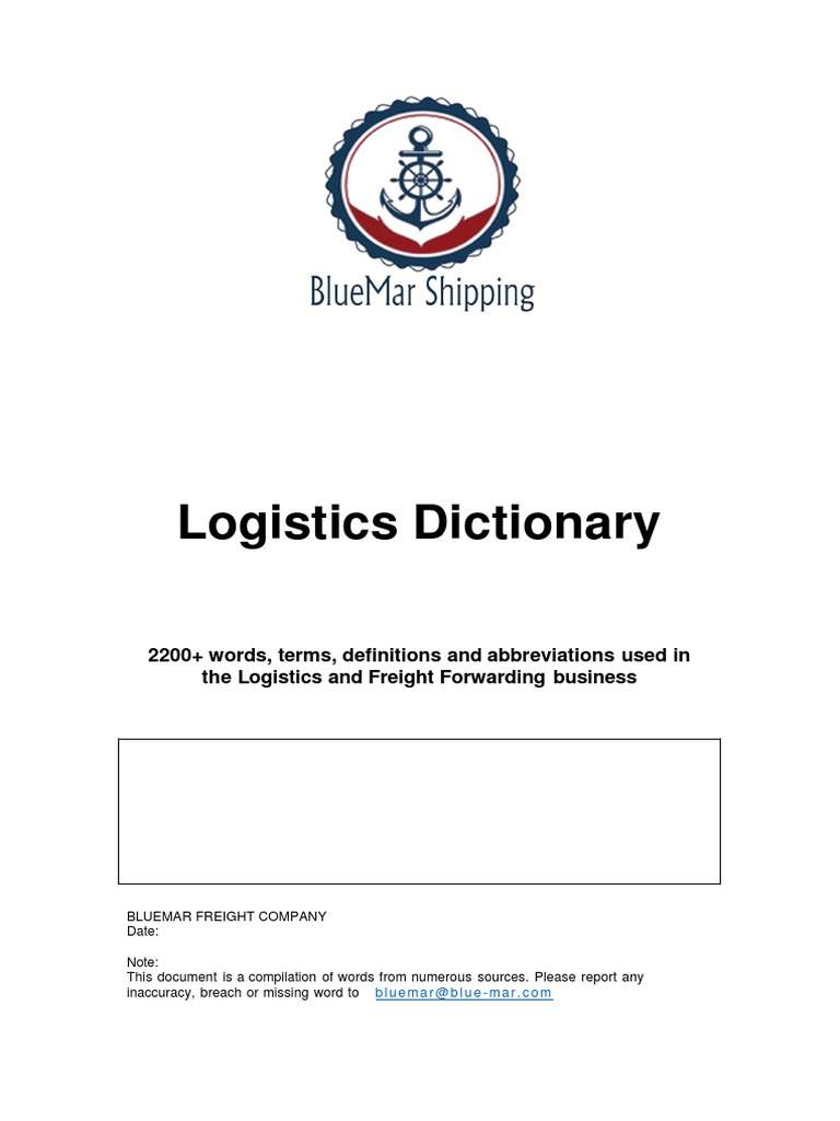 Logistics Dictionary | PDF