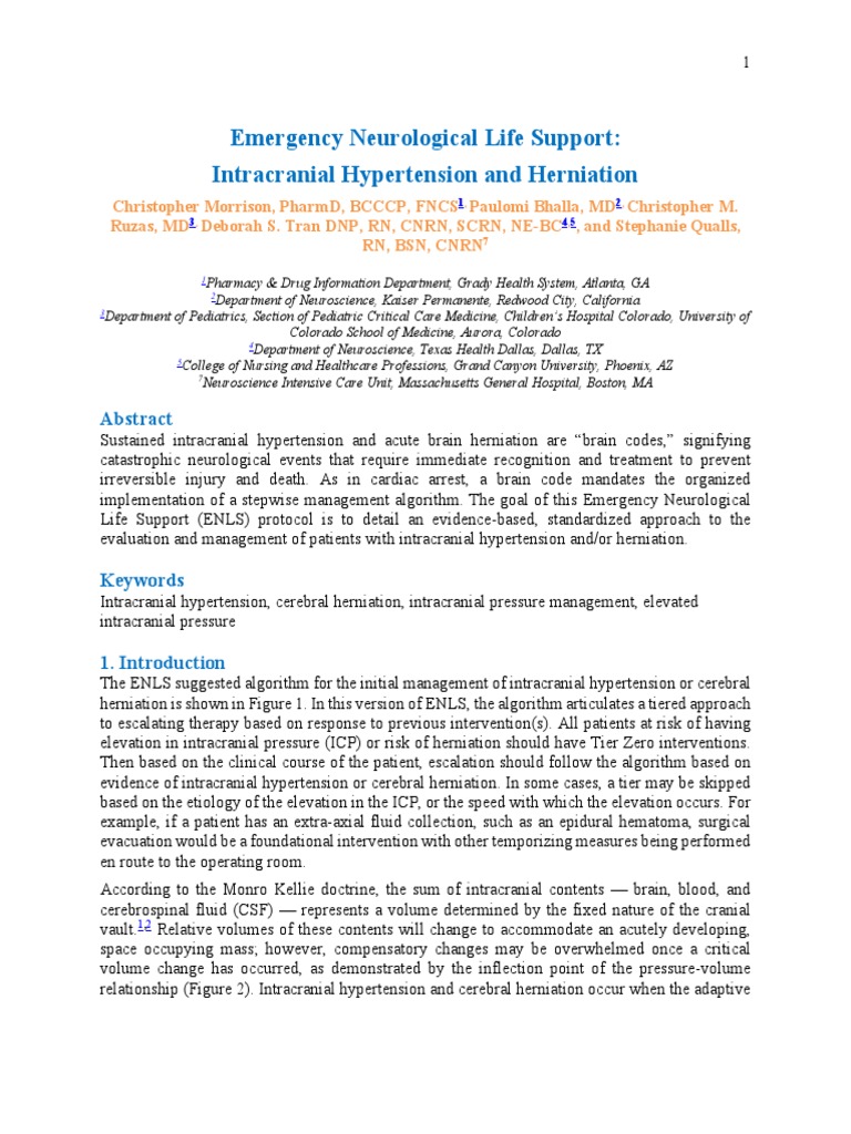 Emergency Neurological Life Support: Intracranial Hypertension and ...