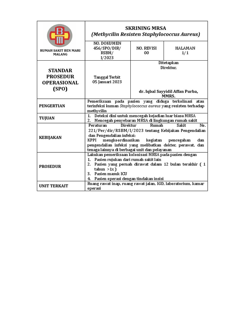 SPO Skrining MRSA | PDF
