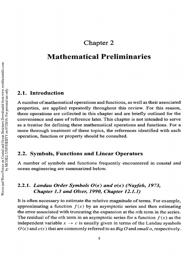 Mathematical Preliminaries 2006 | PDF