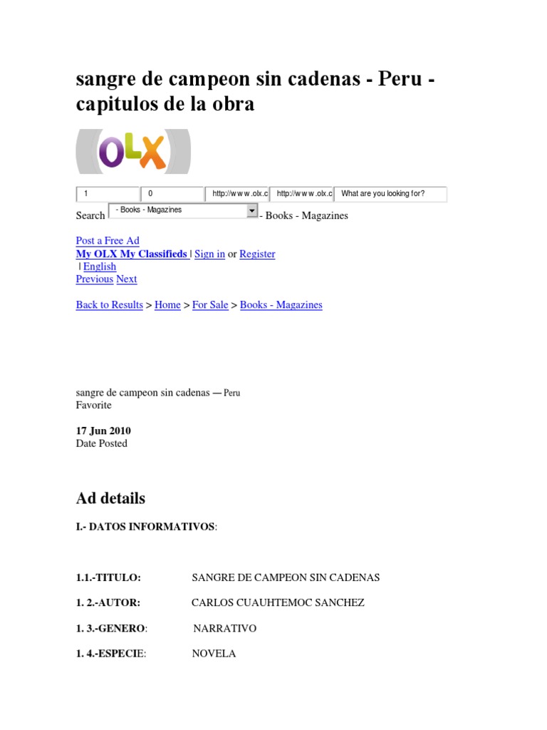 Idoc - Pub Sangre de Campeon Sin Cadenas | PDF