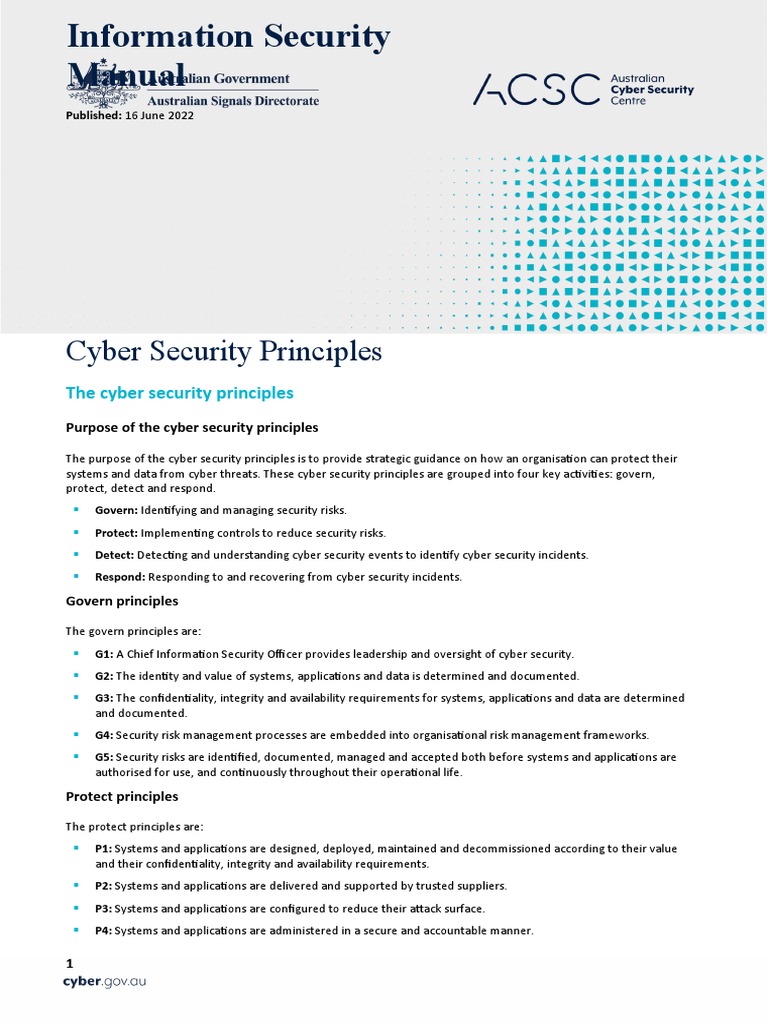 02. ISM - Cyber Security Principles (June 2022) | PDF | Security | Computer Security