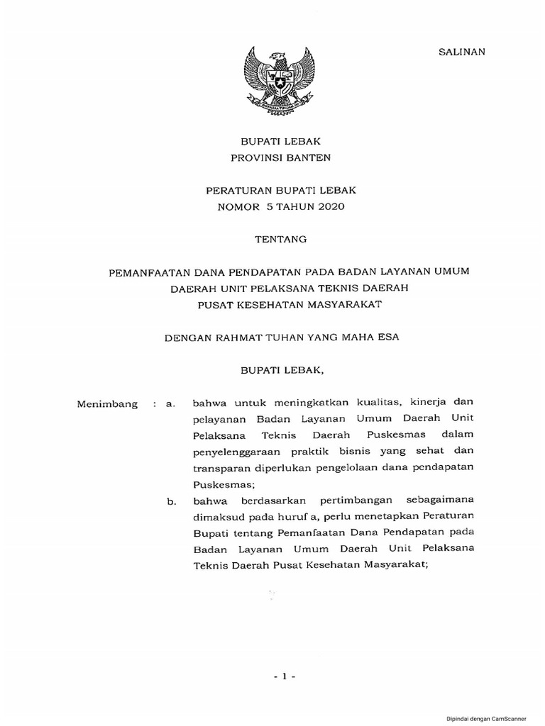Perbub 5 Tahun 2020 | PDF
