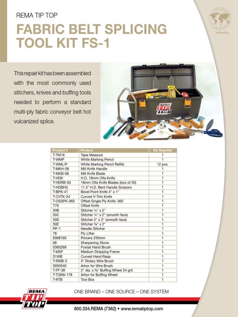 REMA TIP TOP Fabric Belt Splicing Tool Kit FS 1 | PDF