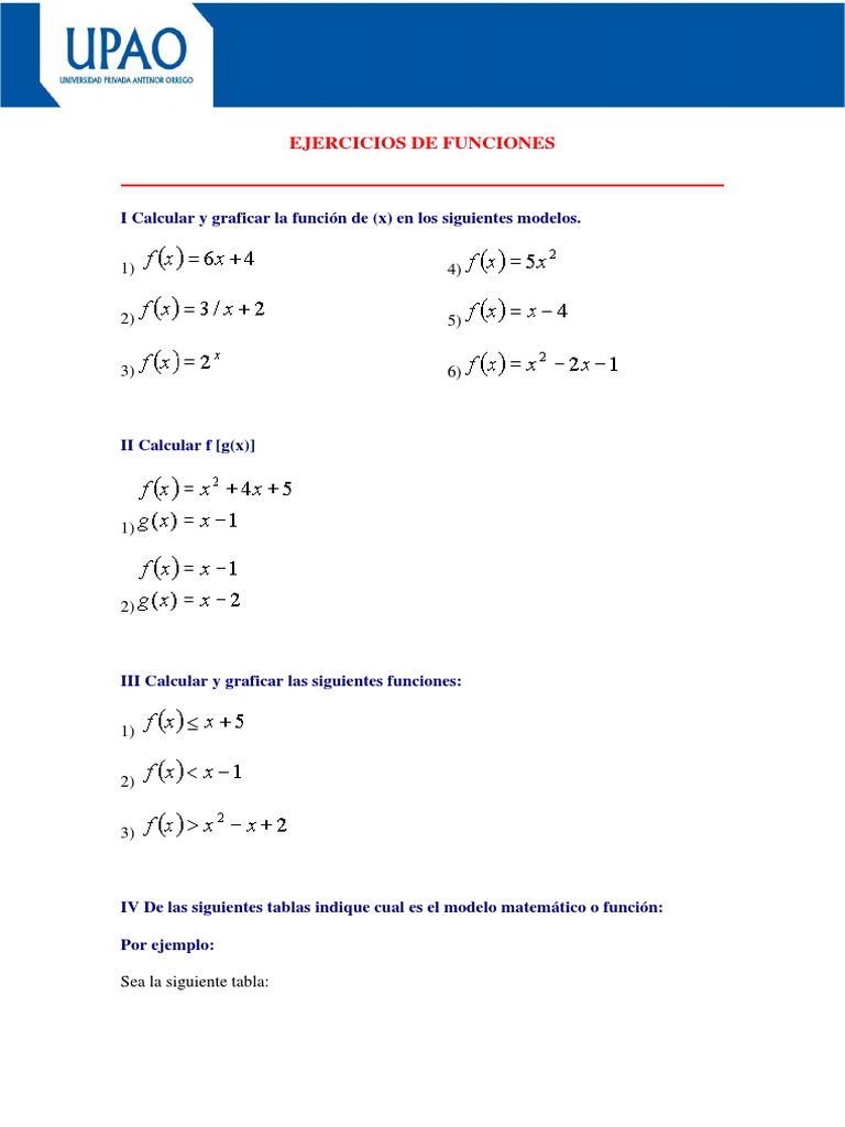 Ejercicios de Funciones | PDF
