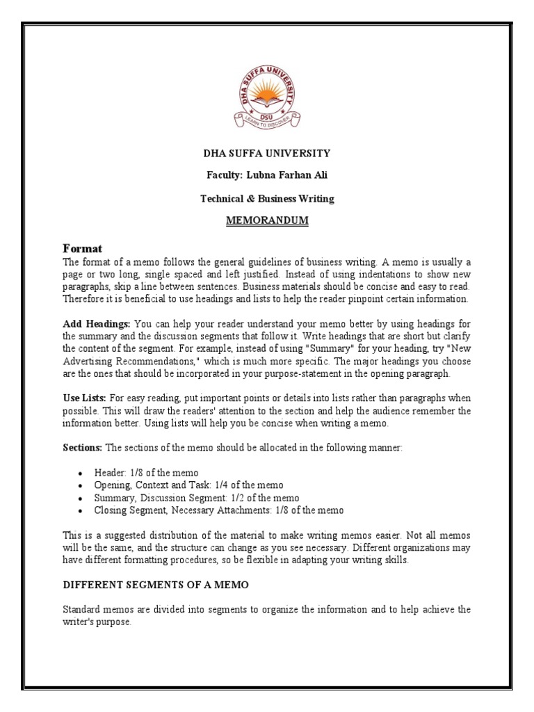 Class Activity Memorandum | PDF | Memorandum | Advertising