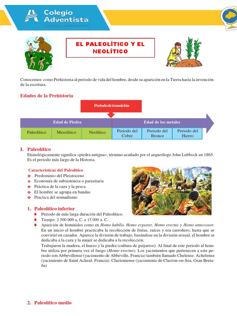 Ficha Informativa Del Paleolitico y El Neolitico | PDF | Edad de Bronce ...
