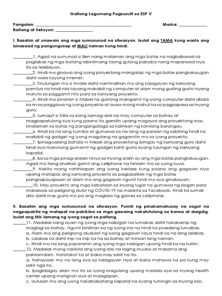 ESP 3rd and 4th ST Q3 | PDF