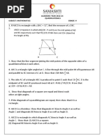 Maths Class 9 Worksheet Chap 8 Quadrilateral | PDF | Rectangle | Perpendicular