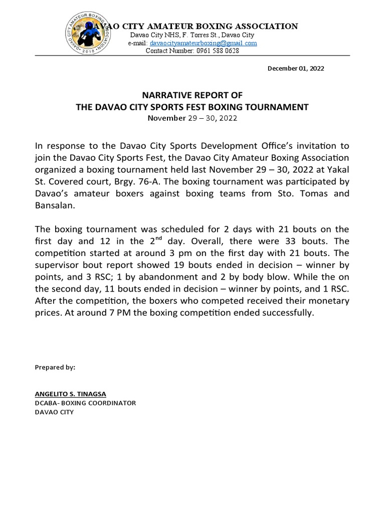 Narrative Report 2nd | PDF | Summer Olympic Sports | Violence