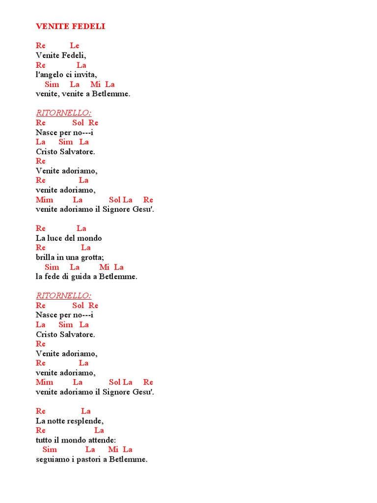 Venite Fedeli - Re Magg | PDF