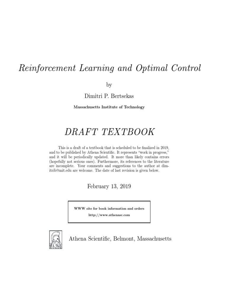 Reinforcement Learning and Optimal Control - Draft Version by Dmitri ...