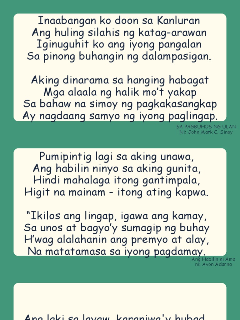Mga Halimbawa NG Tula | PDF