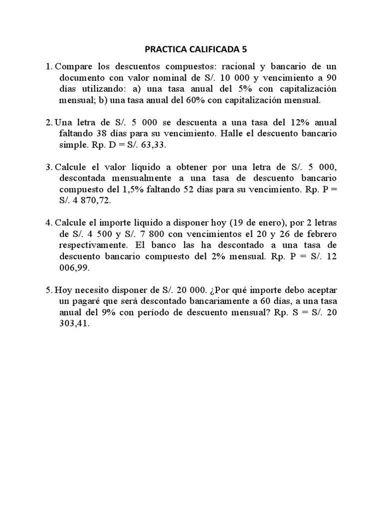 Practica Calificada 5 | PDF