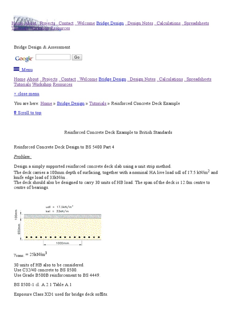 Reinforced Concrete Bridge Deck Design | PDF | Stress (Mechanics) | Concrete
