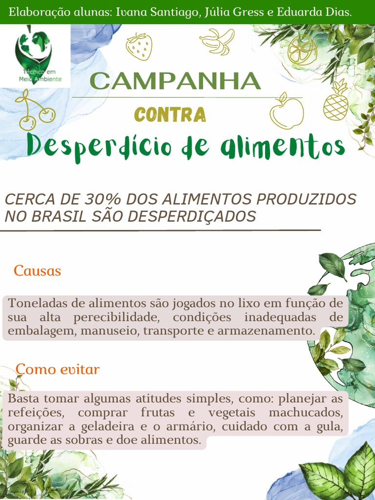 Panfleto Desperdício de Alimentos | PDF