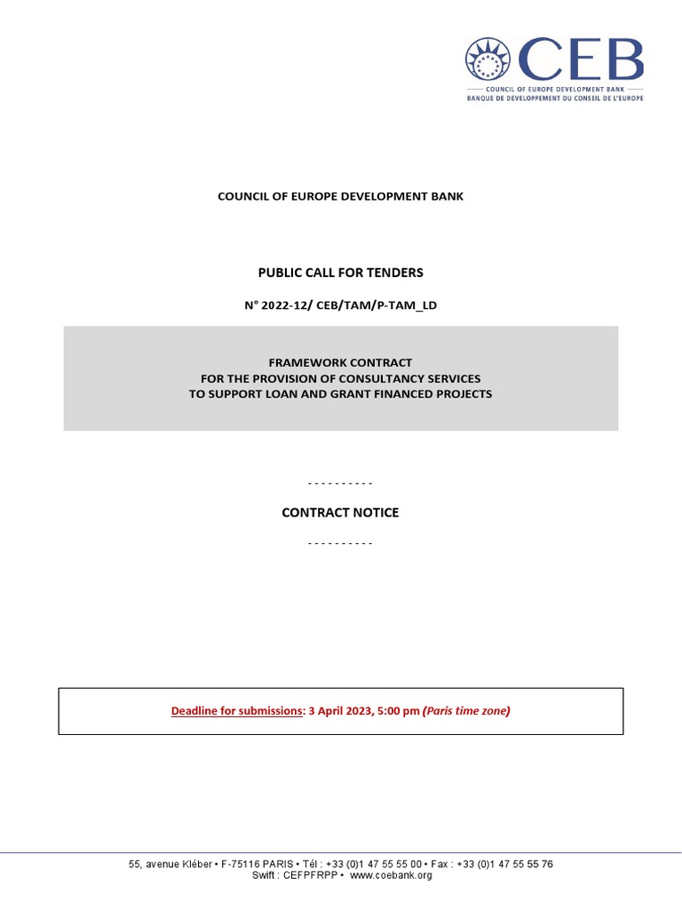 2022 12 CEB TAM P LD Consultancy Services Contract Notice | PDF ...