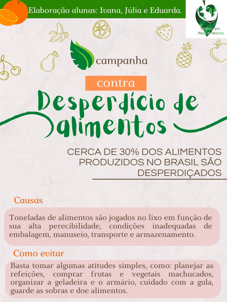 Panfleto Desperdício de Alimentos | PDF