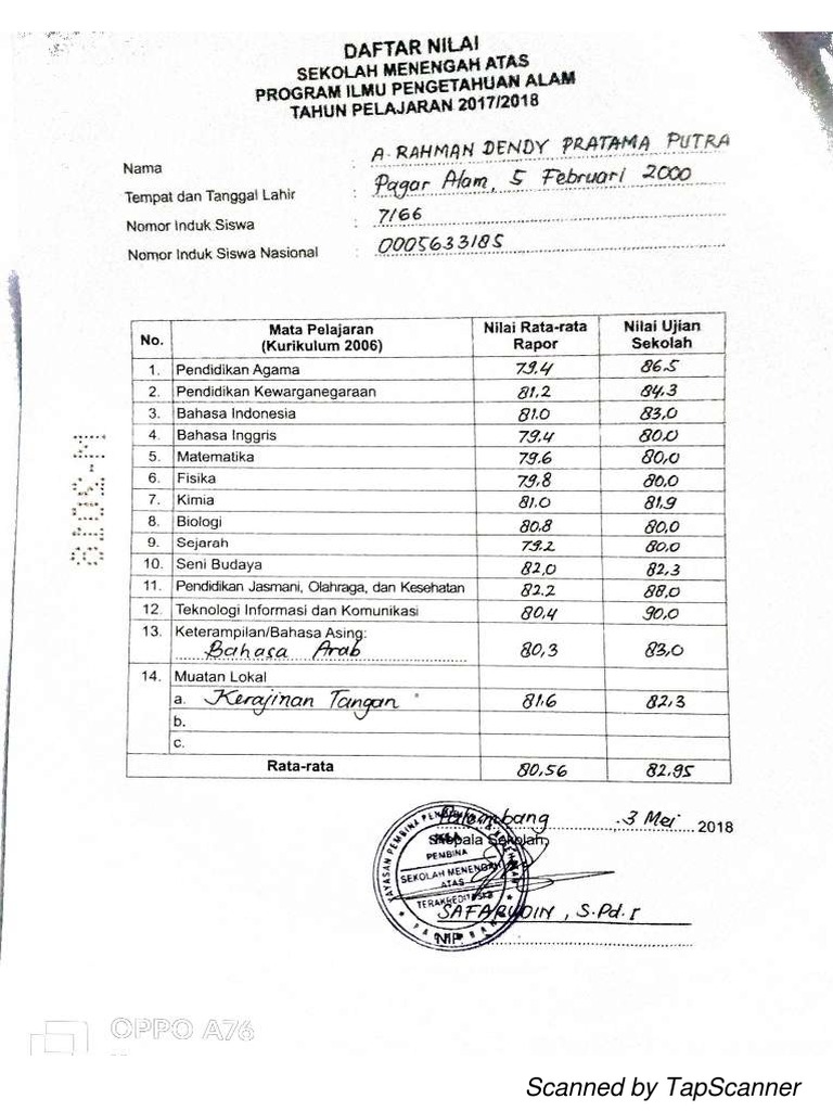 Foto Transkrip Nilai | PDF