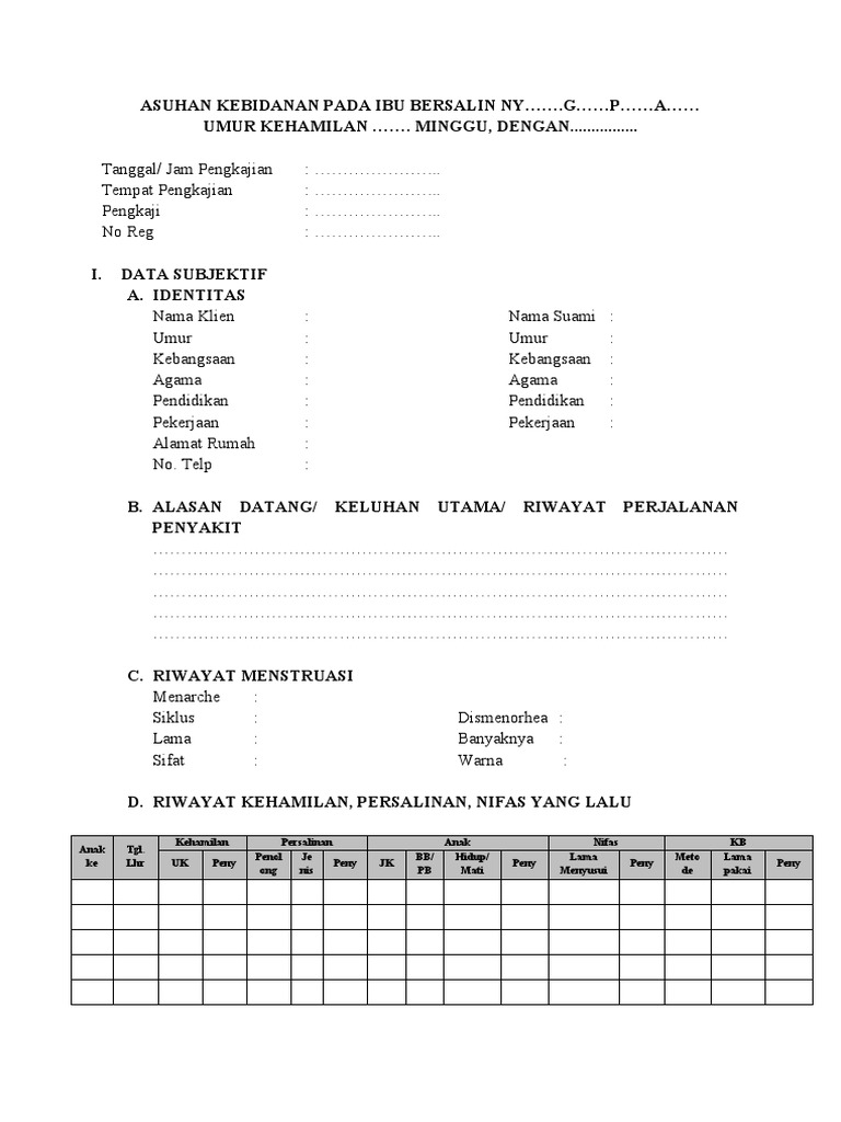 Format Askeb Persalinan (Ek Edit) | PDF | Kesehatan Holistik | Sains ...