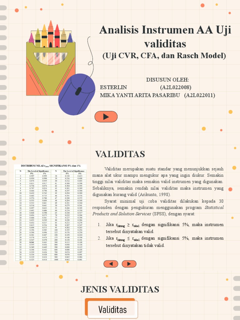 KEL. 11 - Validitas (CVR, CVA, Dan Rasch Model) | PDF | Komputer