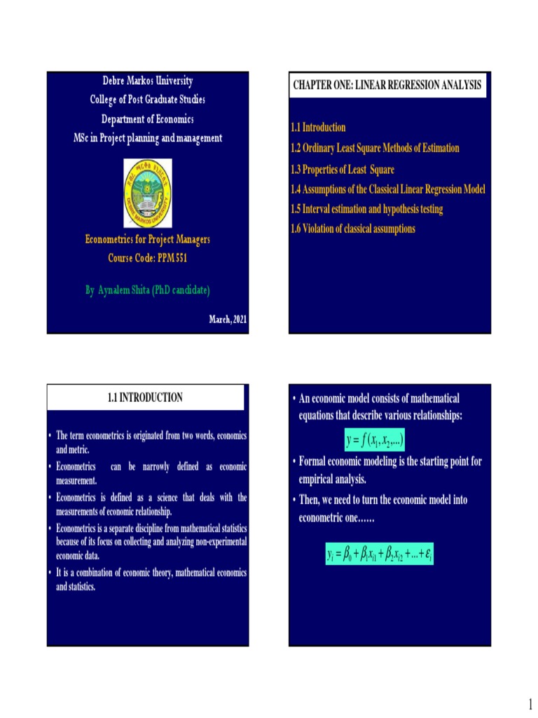 Chapter One Part 1 | PDF | Regression Analysis | Econometrics Chapter One Part 1 | PDF | Regression Analysis | Econometrics
