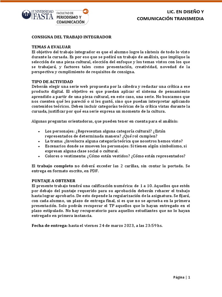 TP Final (Consigna) | PDF | Diseño