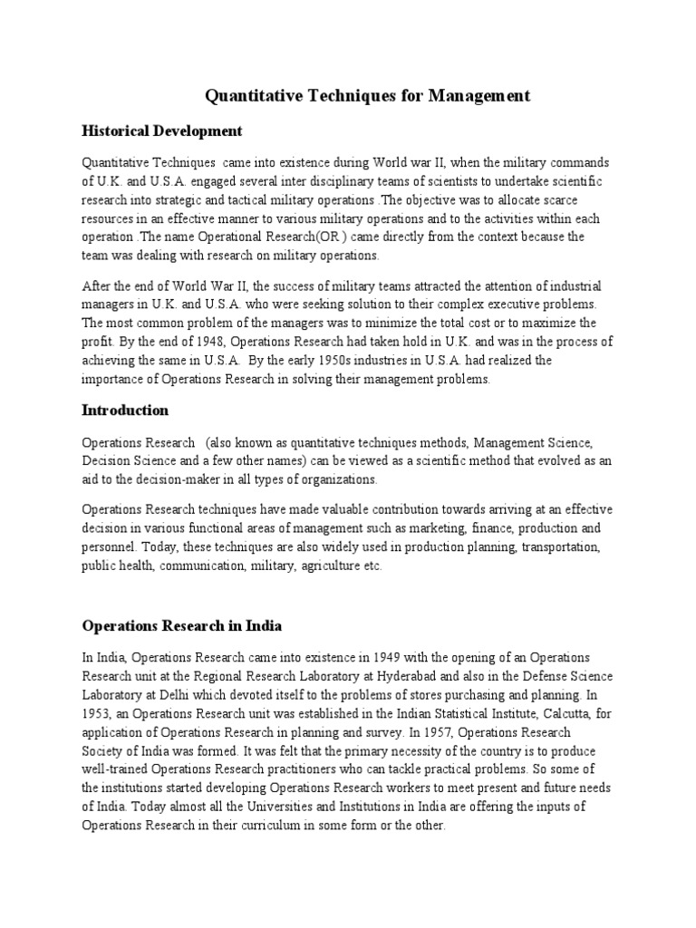 Quantitative Techniques For Management | PDF | Statistics | Operations ...