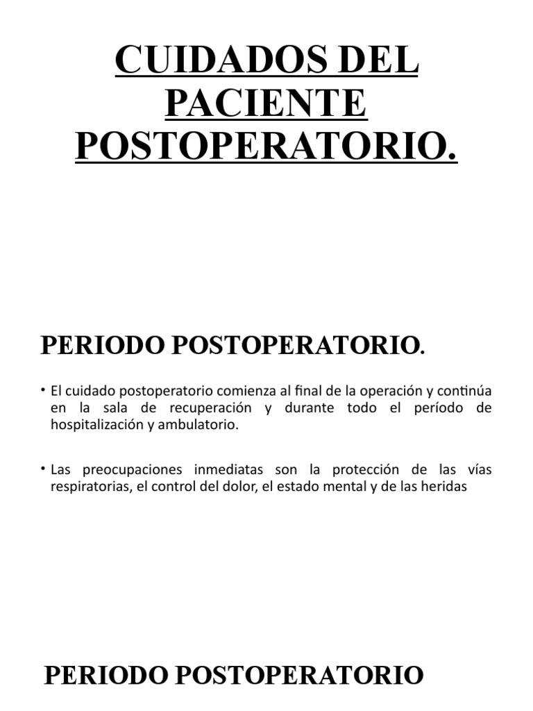 Cuidados Del Paciente Postoperatorio | PDF